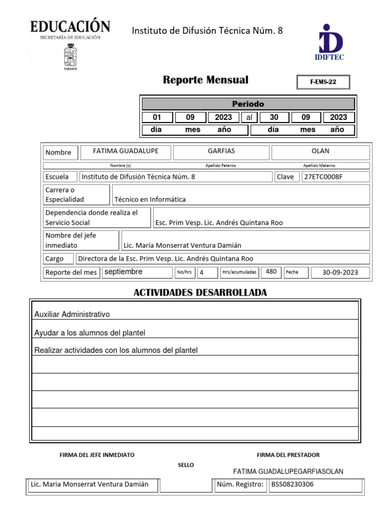 Reporte Mensual Ss 2023 - Septiembre | PDF