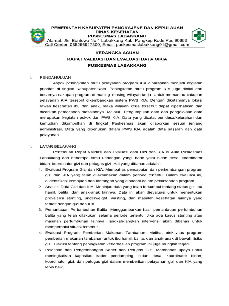 Rapat Validasi Dan Evaluasi Data Gikia. | PDF