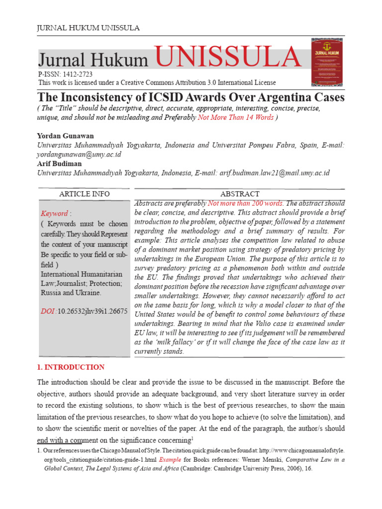 Template Jurnal Hukum | PDF | Citation