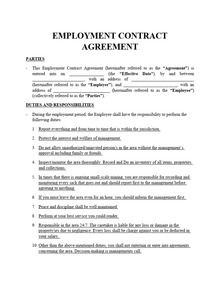 Employment Contract Agreement Template Signaturely | PDF | Employment ...