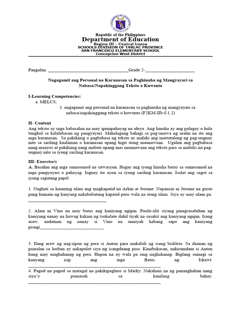 Grade 2-Q2-FILIPINO-Module 1 | PDF