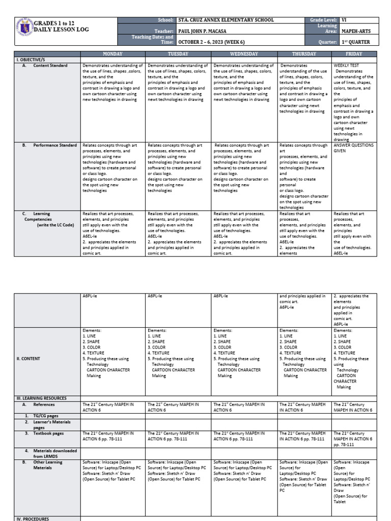 DLL - Mapeh 6 - Q1 - W6 | PDF | Cosplay | Animation DLL - Mapeh 6 - Q1 - W6 | PDF | Cosplay | Animation
