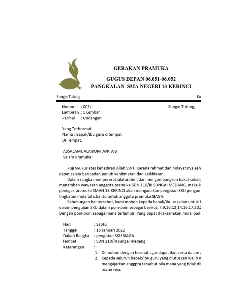 Surat Undangan Pramuka | PDF