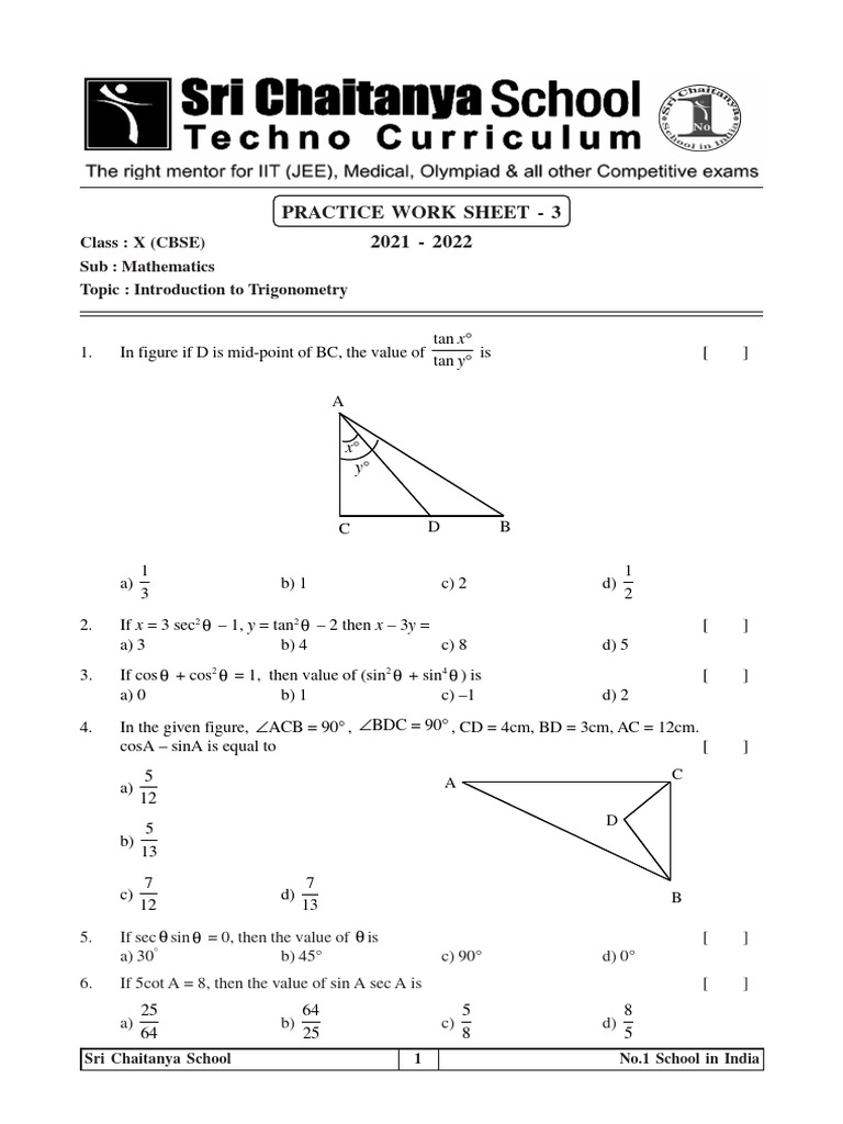 06_ Introduction to Trigonometry Practice WS - 3 | PDF | Combinatorics | Functions And Mappings