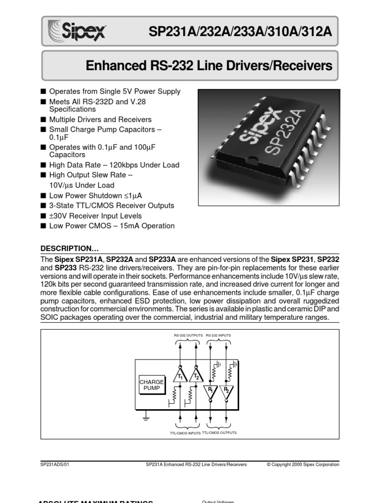 SP231A/232A/233A/310A/312A Enhanced RS-232 Line Drivers/Receivers | PDF ...