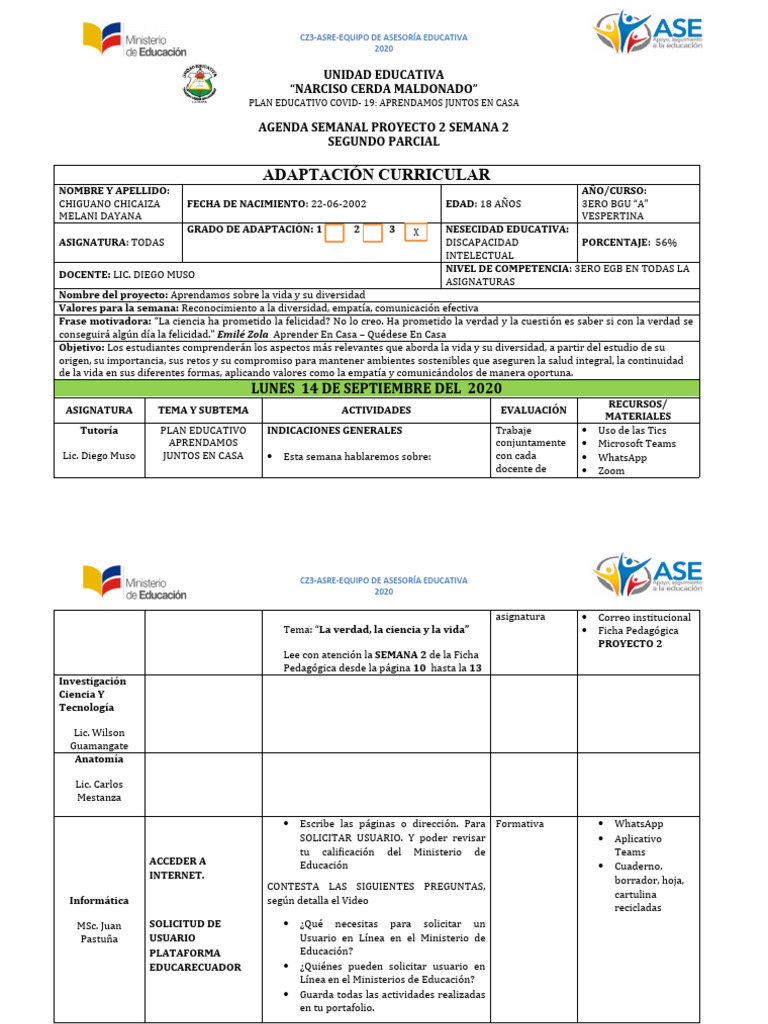 Adap. Chiguano Dayana | PDF