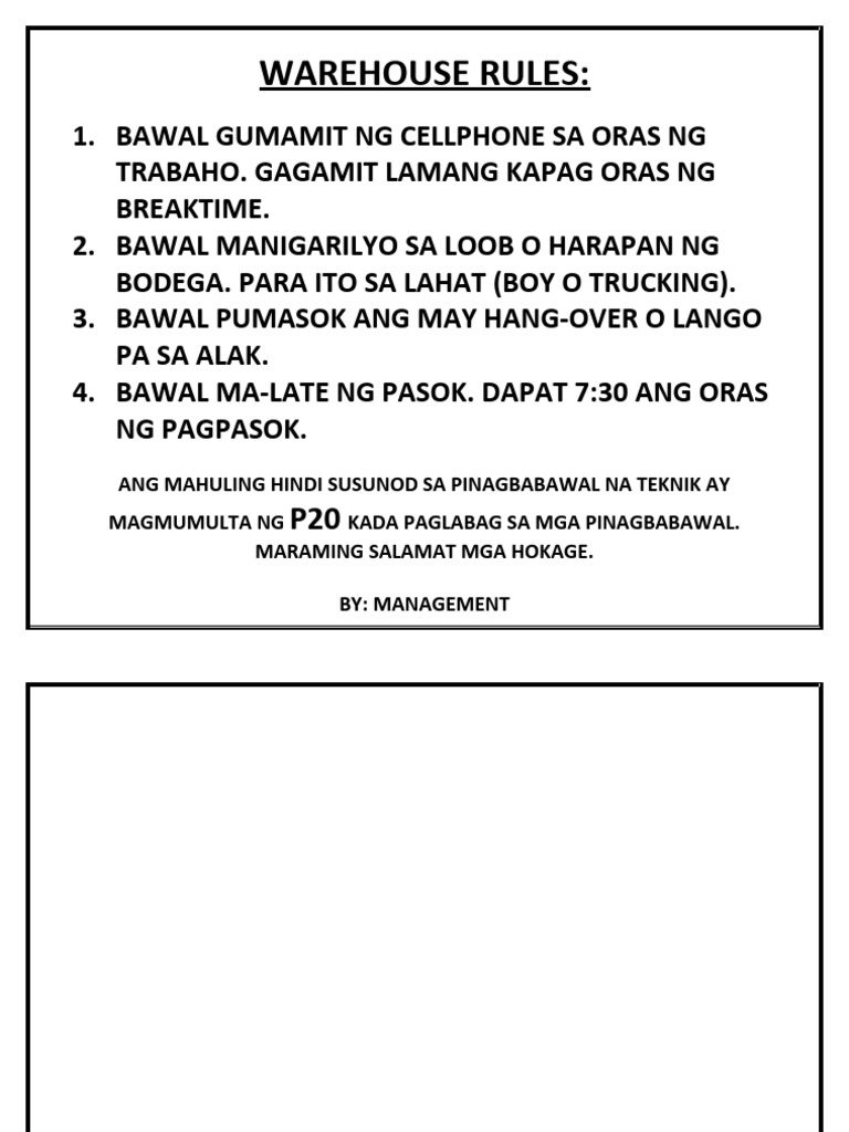 Warehouse Rules | PDF