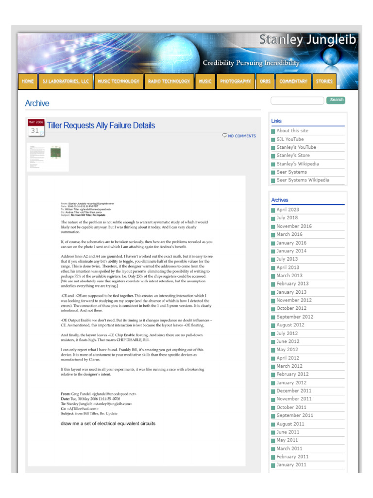 Stanley Jungleib Dr. William Tiller Archives - Pa 2 | PDF | Http Cookie | Computing