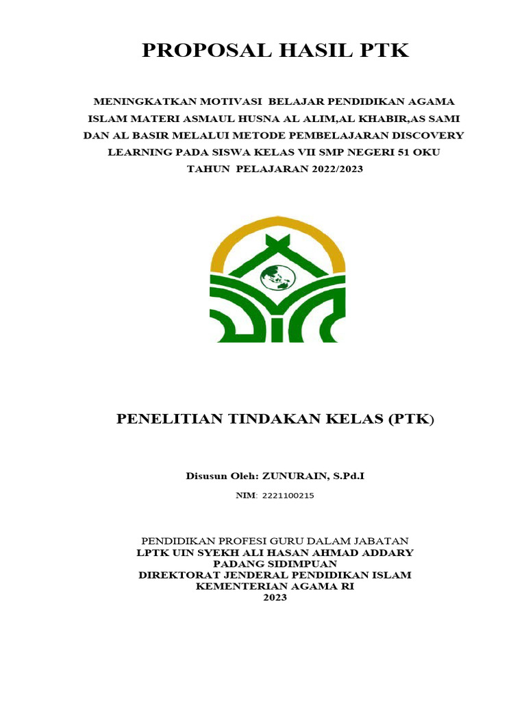 Proposal Hasil PTK Pai SMP | PDF