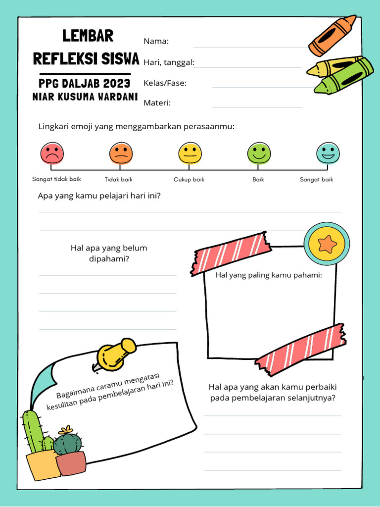 Lembar Refleksi Murid Dan Guru - Niar Kusuma W | PDF | Pengembangan Diri