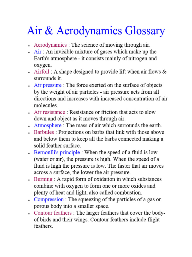 Air and Aerodynamic Vocabulary Terms | PDF | Atmosphere Of Earth | Drag ...