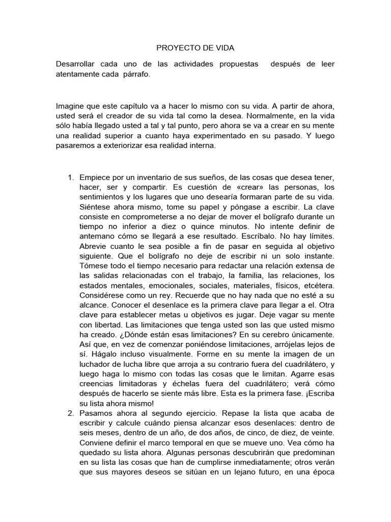 Proyecto de Vida PNL | PDF | Mente