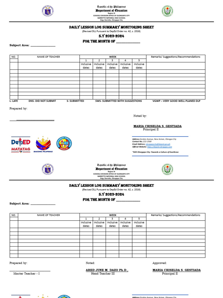 DLL Monitoring Sheet | PDF