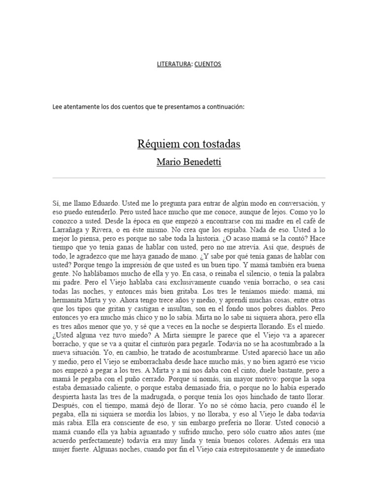 Réquiem con tostadas -Mario Benedetti | PDF