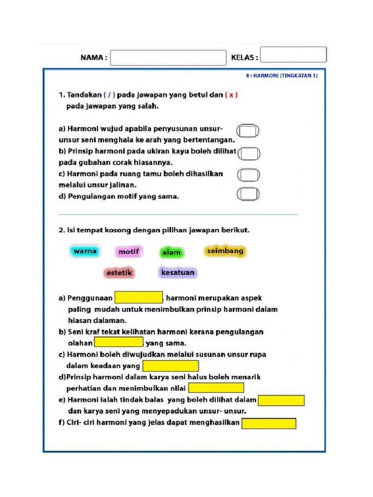 Lat PSV Tajuk Harmoni | PDF