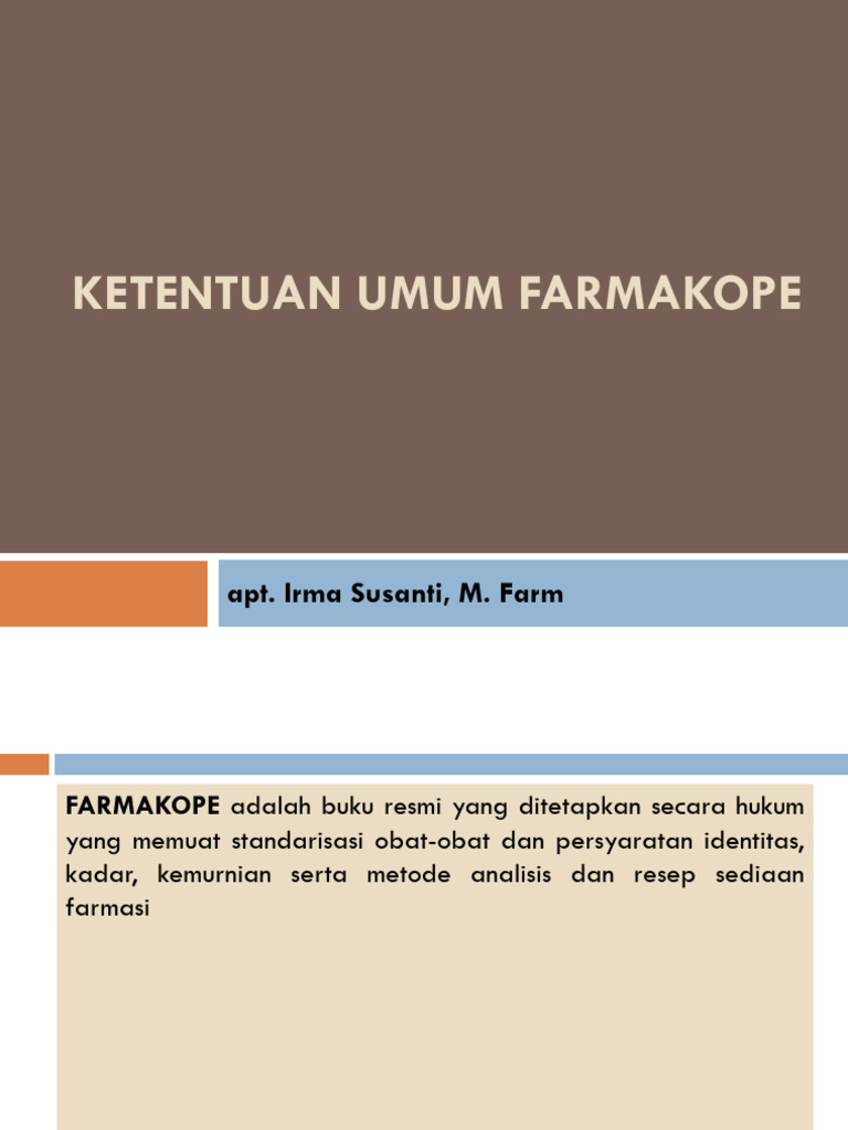 Ketentuan Umum Farmakope | PDF