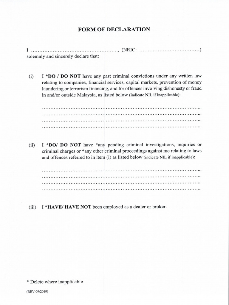 Form of Declaration REV 092019 | PDF