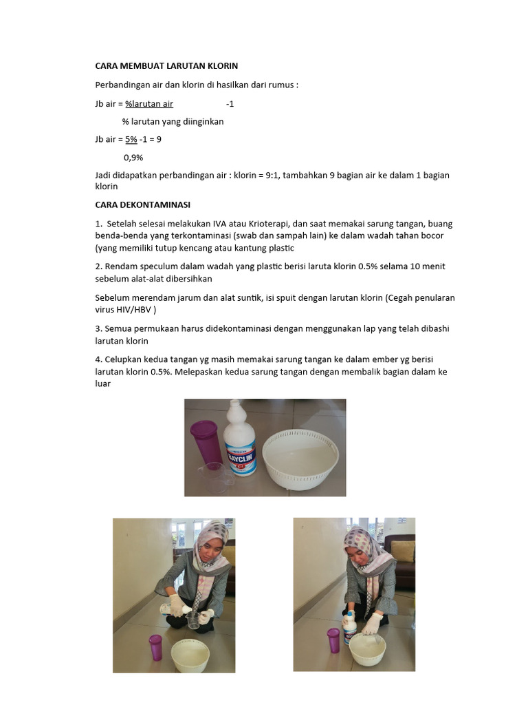 CARA MEMBUAT LARUTAN KLORIN - DR Anis NF - PKM Cikampek | PDF