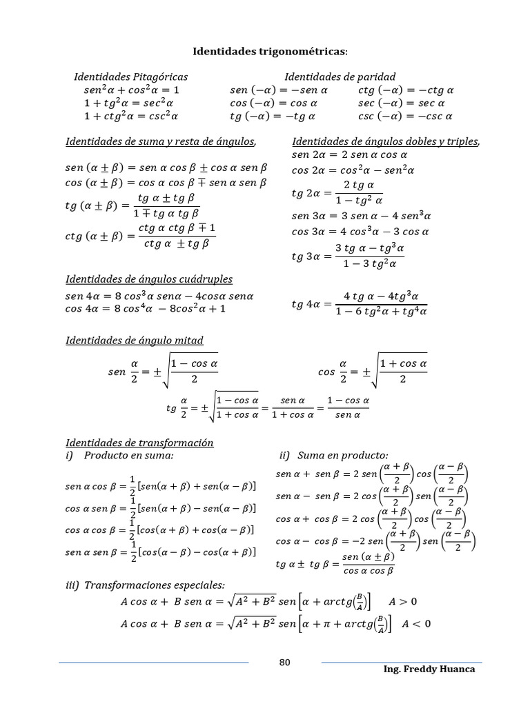 Formulario Trigonometria | PDF | Funciones trigonométricas | Ángulo
