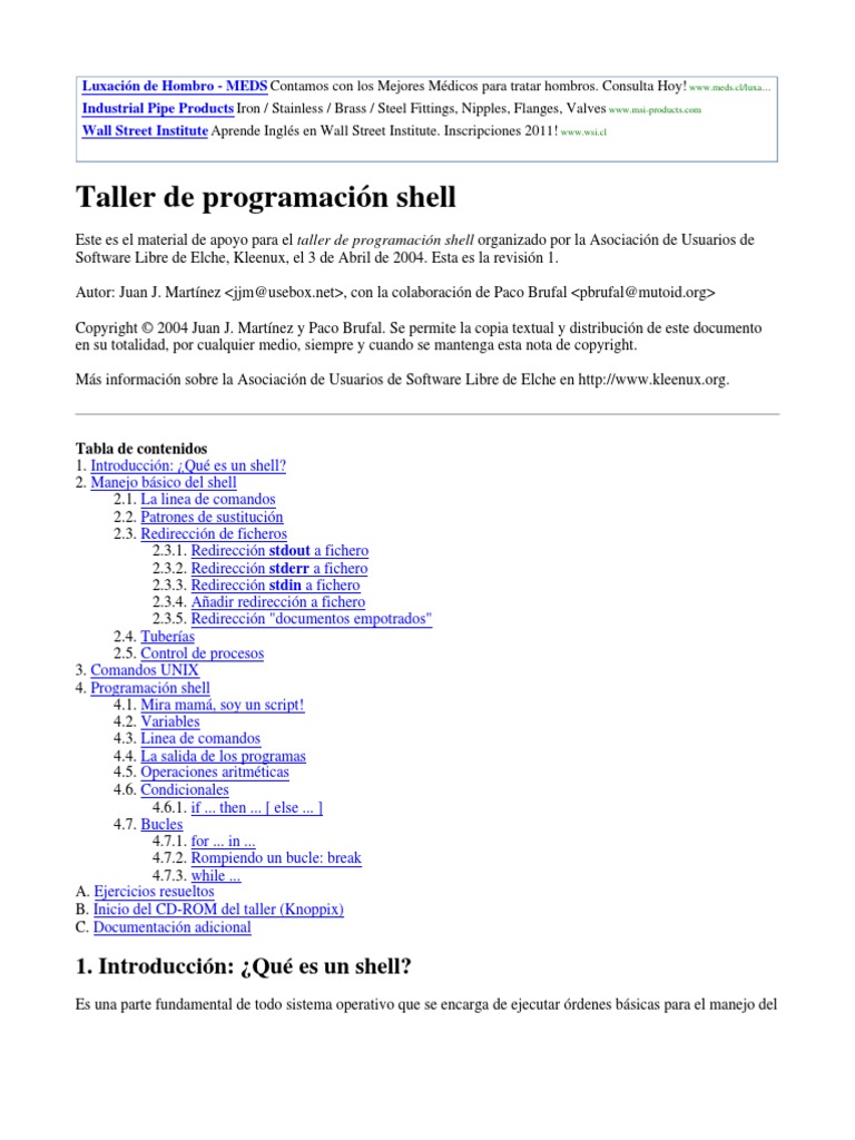 Taller de Programacion en SHELL | PDF | Interfaz de línea de comando | Bios