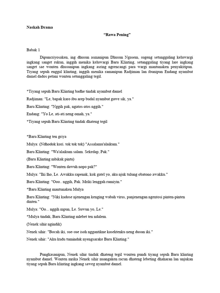 Naskah Drama Rawa Pening | PDF