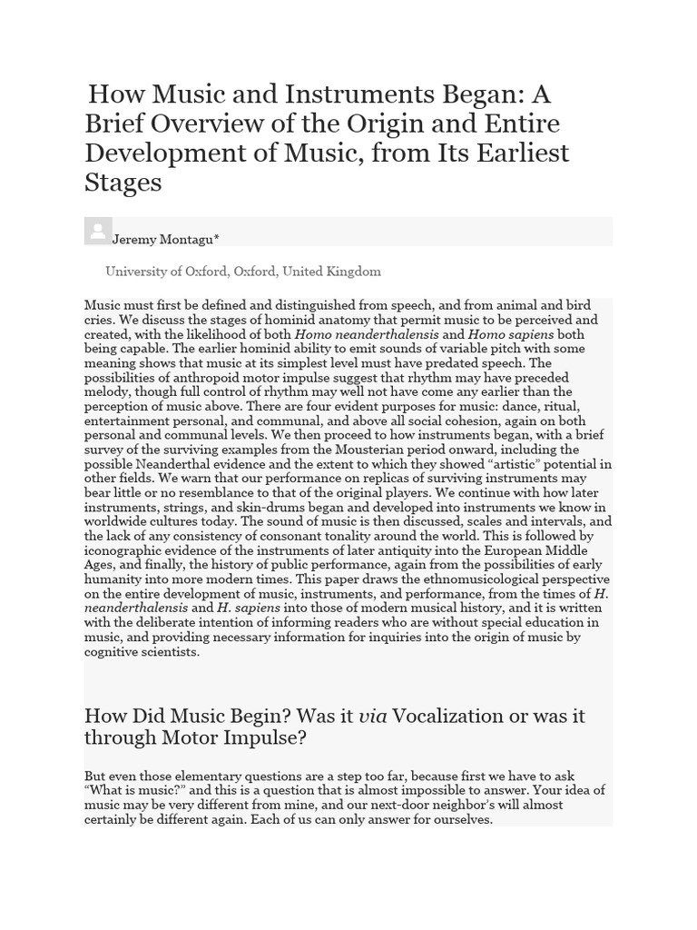 A Brief Overview of The Origin and Entire Development of Music, From ...