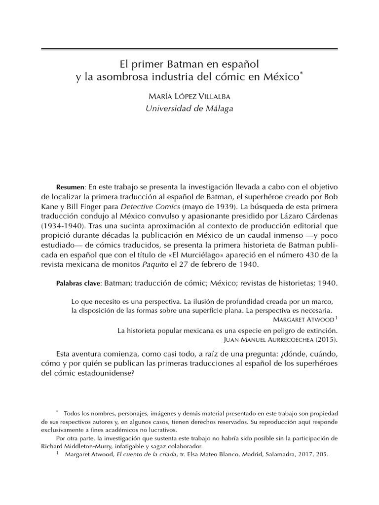 El Primer Batman en Espanol y La Asombro | PDF | hombre murciélago ...
