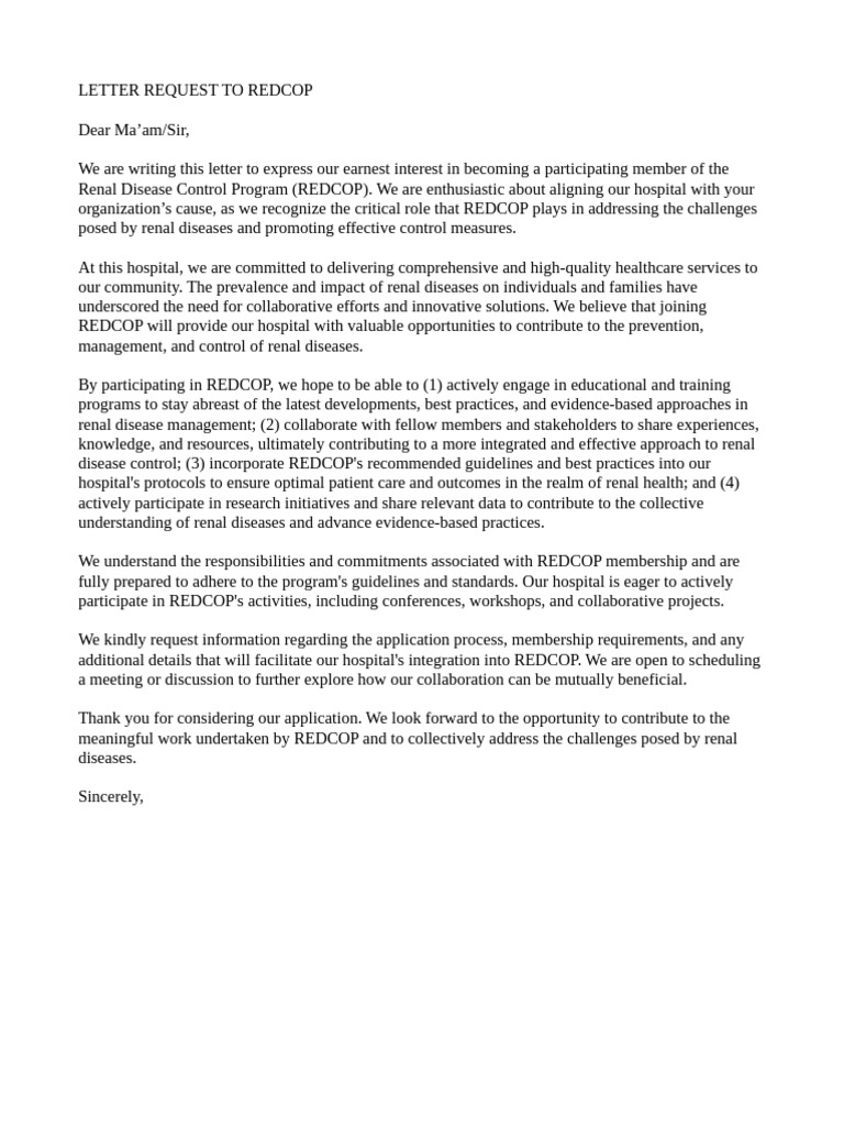 Letter Request To Redcop | PDF