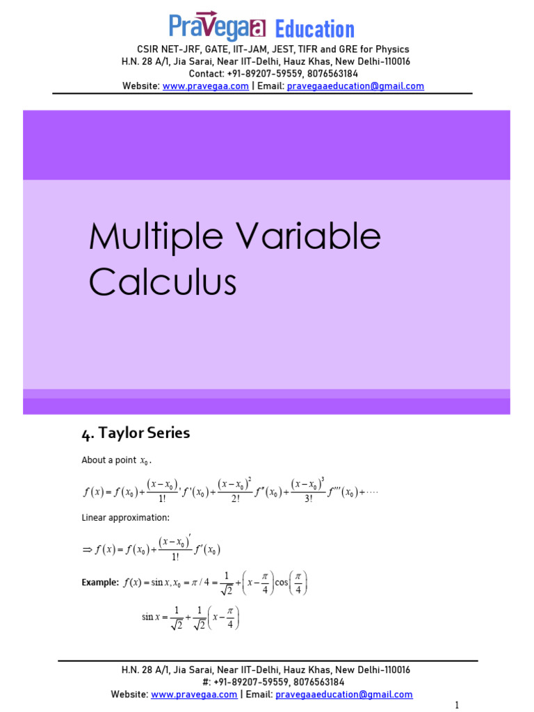 Multi-Variable Taylor Series Explained | PDF | Mathematical Analysis ...