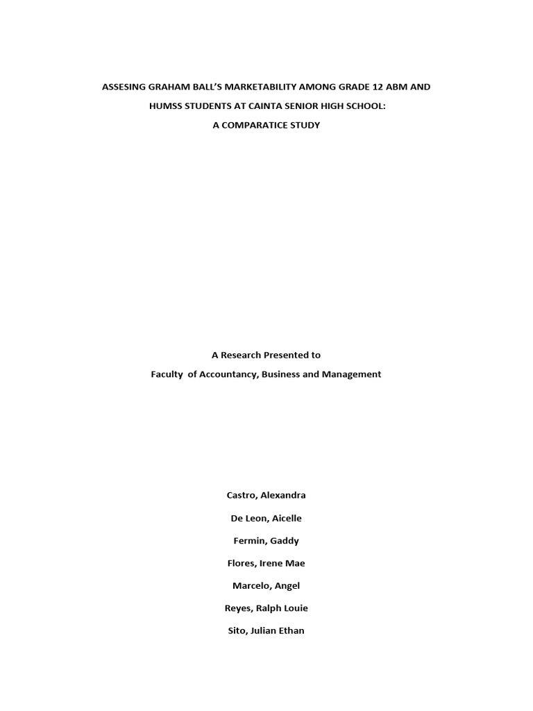 Graham Ball Marketability in CSHS ABM vs HUMSS | PDF | Quantitative ...