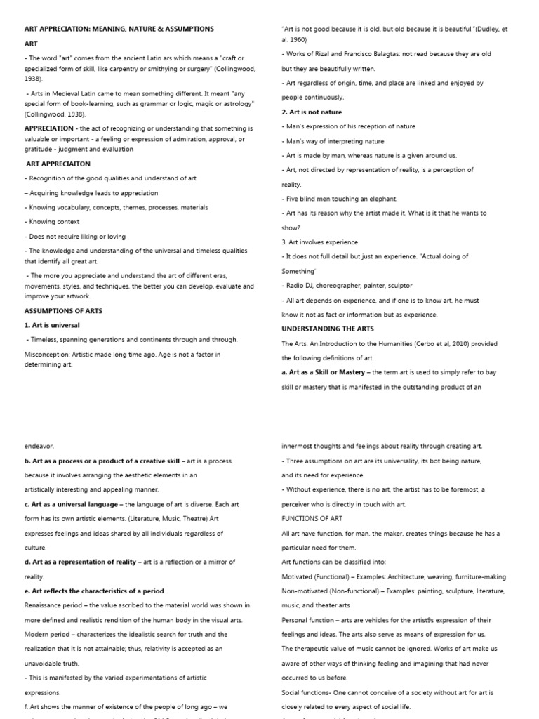 ART APPRECIATION-reviewer | PDF | Experience | Building ART APPRECIATION-reviewer | PDF | Experience | Building