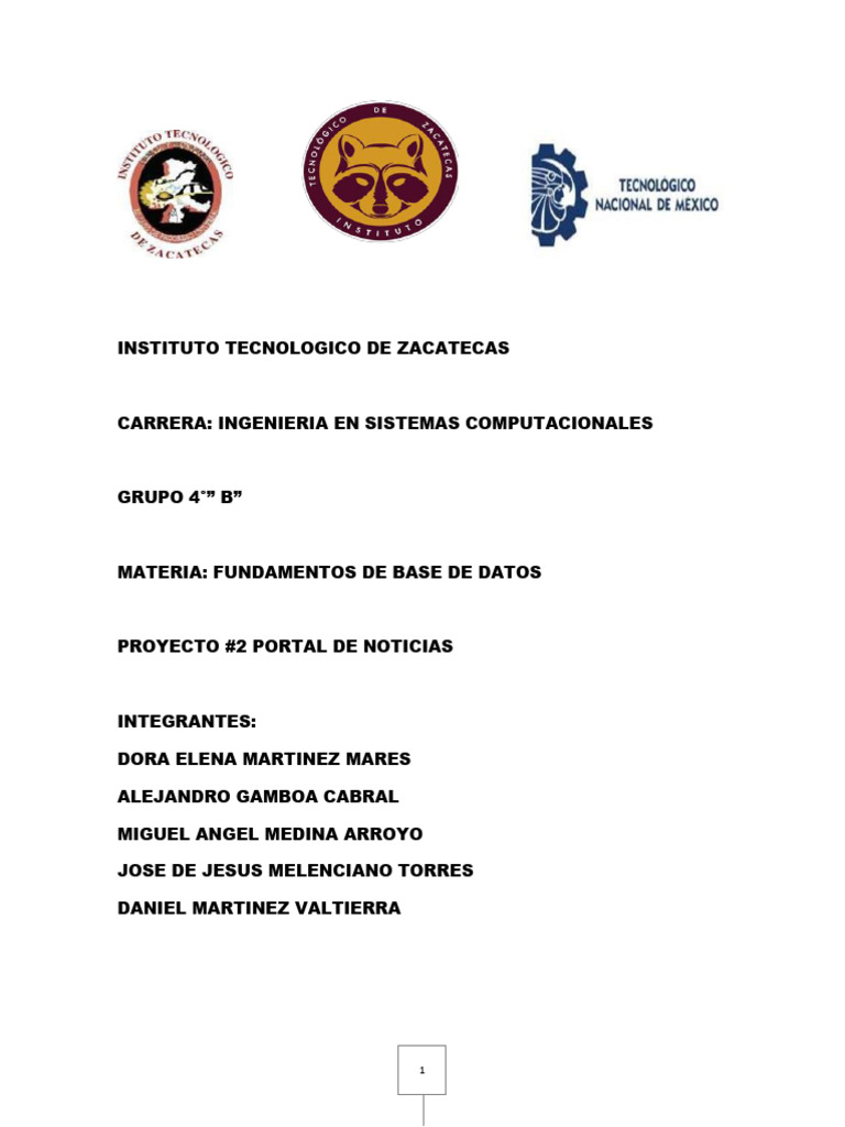 Proyecto Base de Datos 2 Noticias-1 | PDF | Bases de datos | Datos de computadora