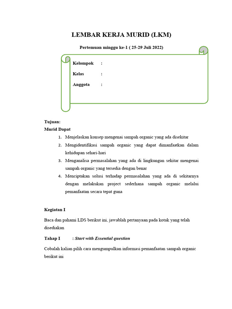 Lembar Kerja Murid (LKM) | PDF