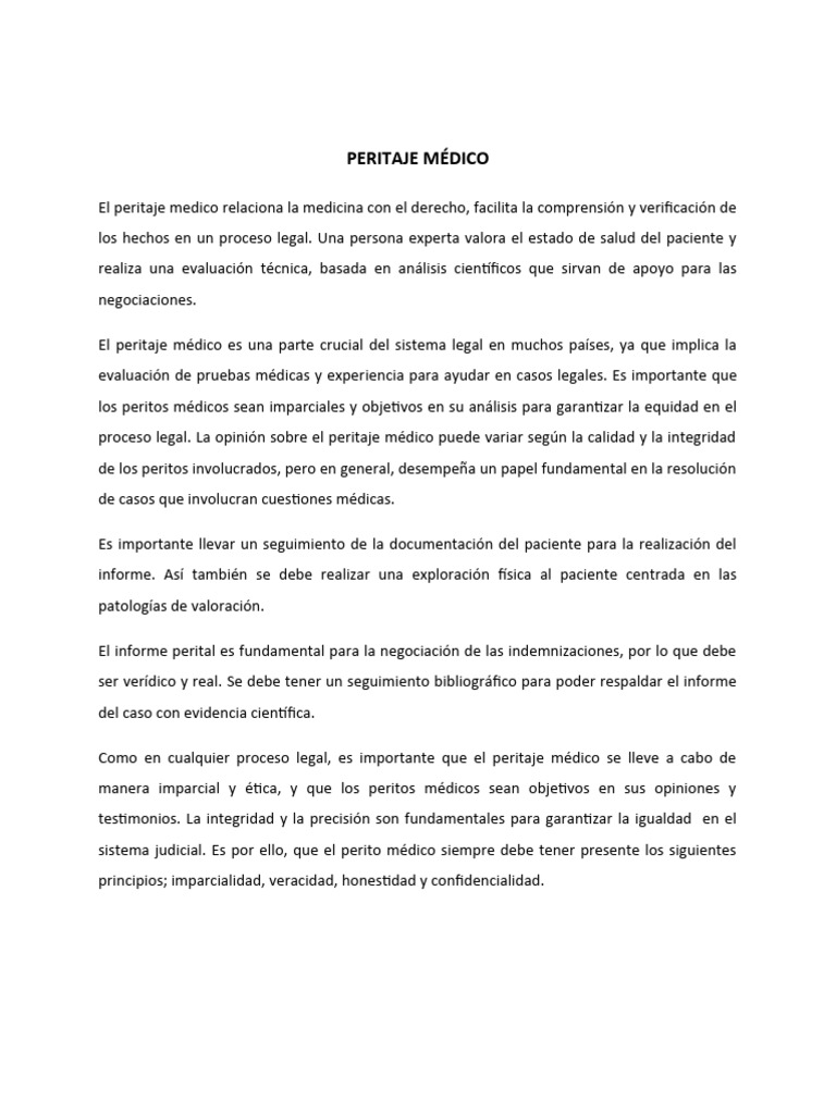Importancia del Peritaje Médico Legal | PDF | Salud y bienestar ...