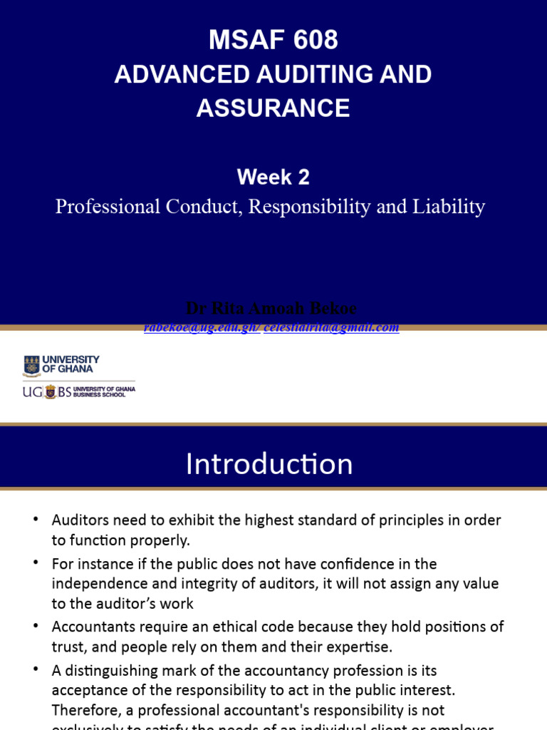 Week 2 Professional Conduct | PDF | Financial Audit | Audit