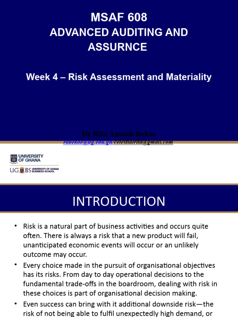 Risk Assessment in Advanced Auditing | PDF | Audit | Risk