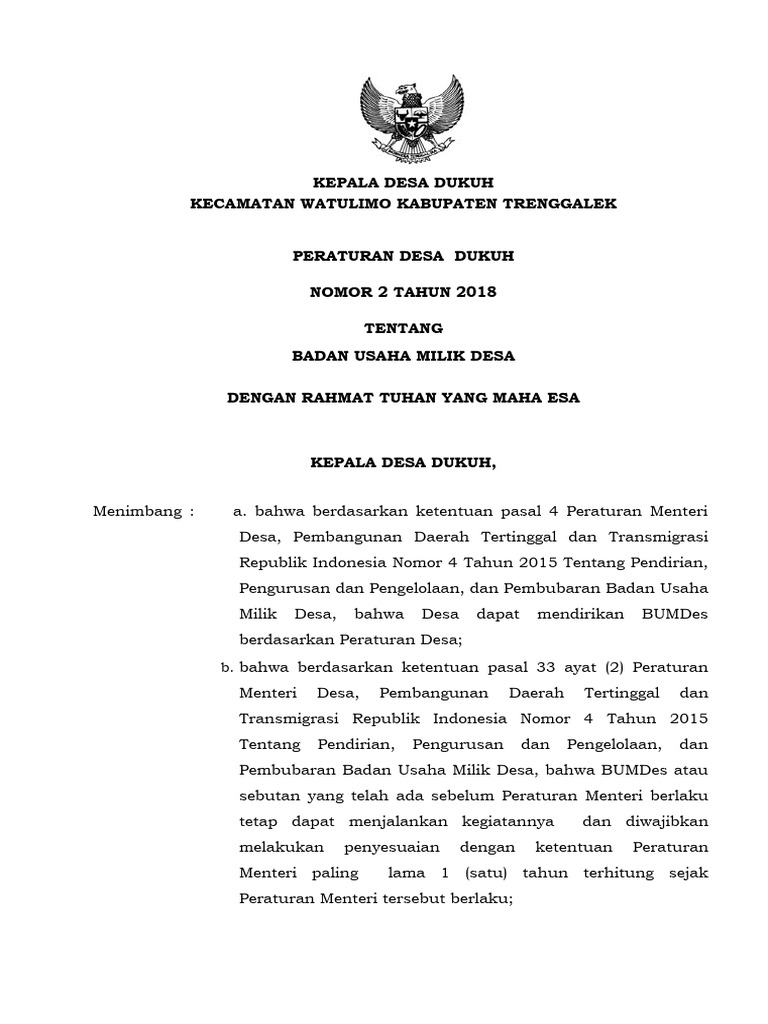 Perdes Bumdes 2018 | PDF