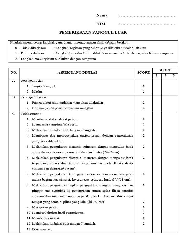 Penilaian Pemeriksaan Panggul Luar | PDF