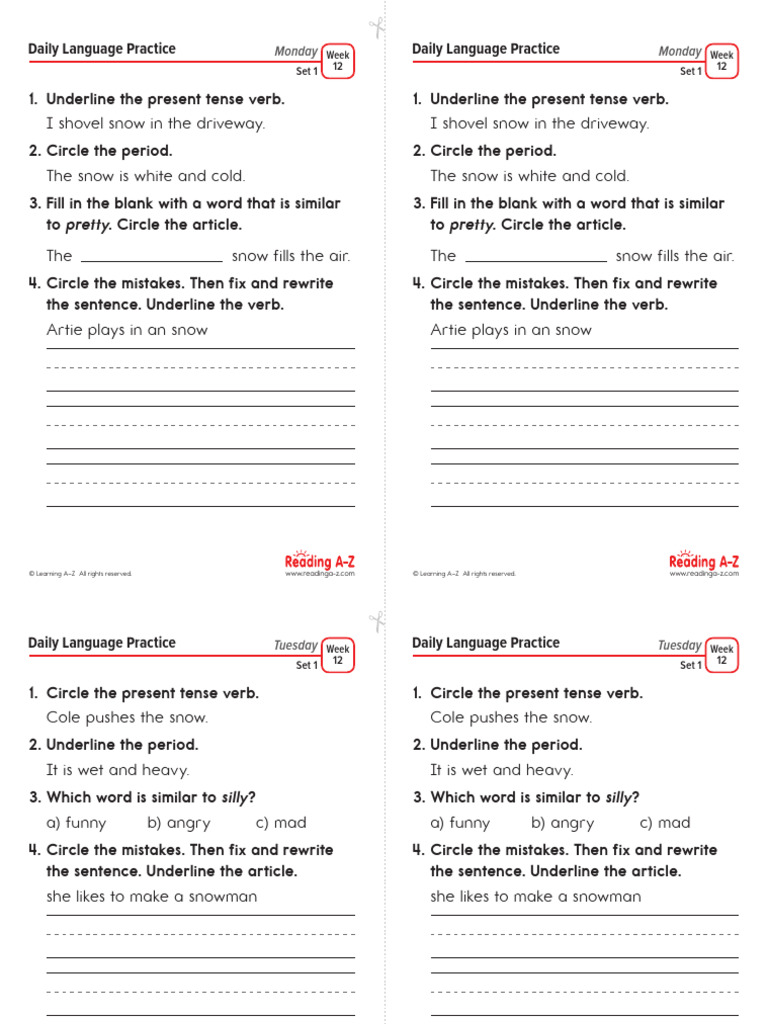 Daily Language Practice Worksheets | PDF | Linguistic Typology | Human ...