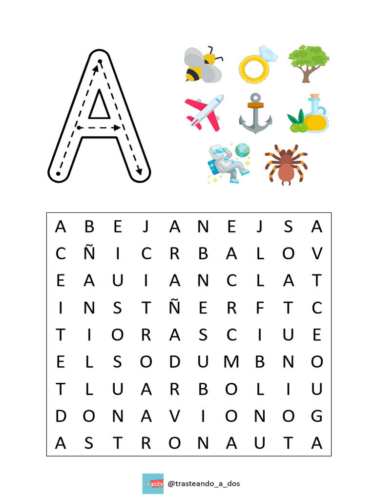 Sopa Letras Vocales - Infanity & Trasteando - A - Dos | PDF