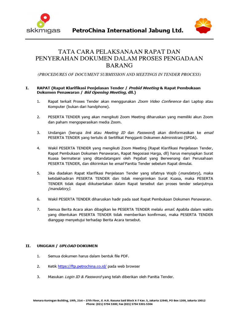 Tata Cara - Peserta Tender Barang | PDF