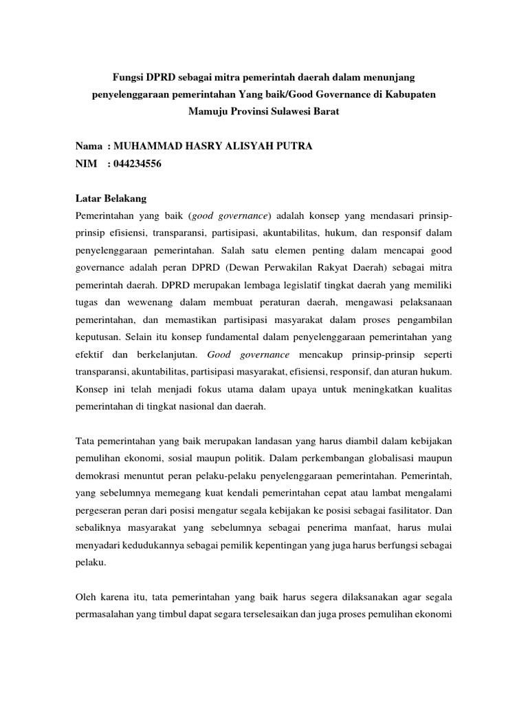 Makalah Sistem Pemerintahan Daerah 044234556 | PDF