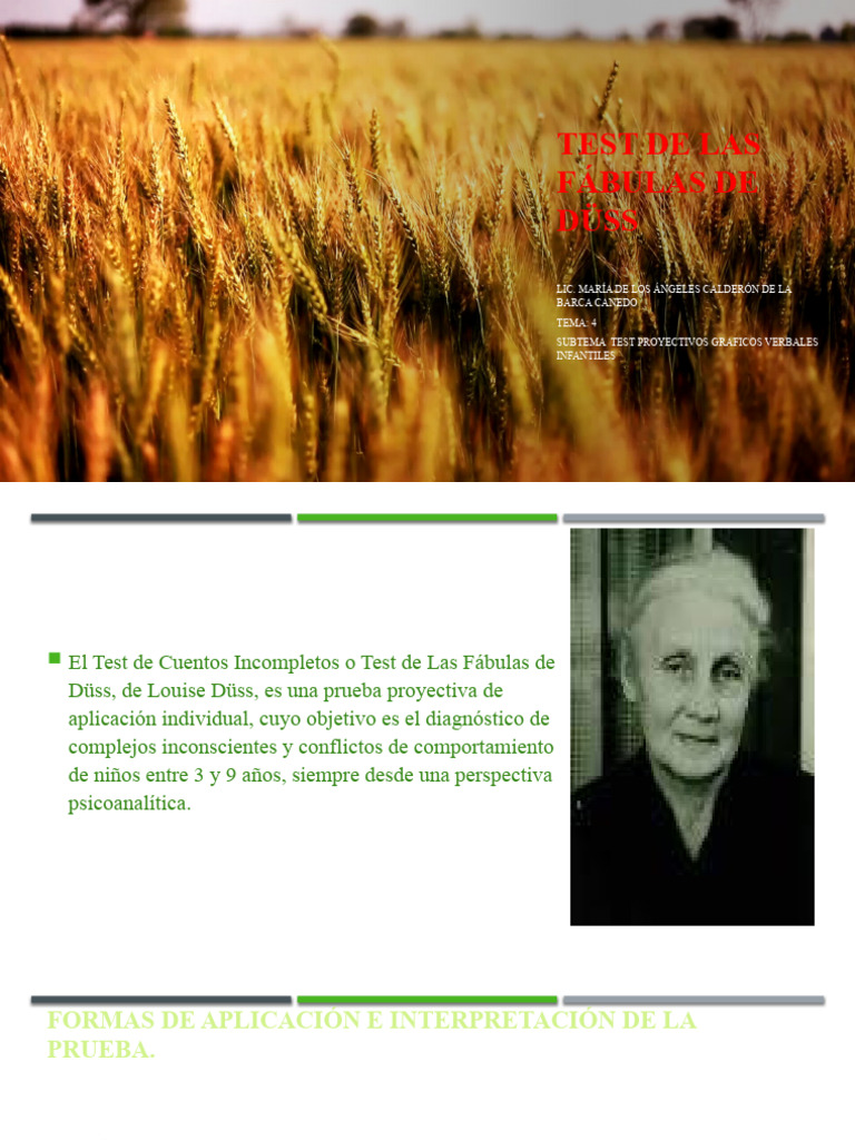 Test de Las Fábulas de Düss | PDF | Complejo de Edipo | Sueño