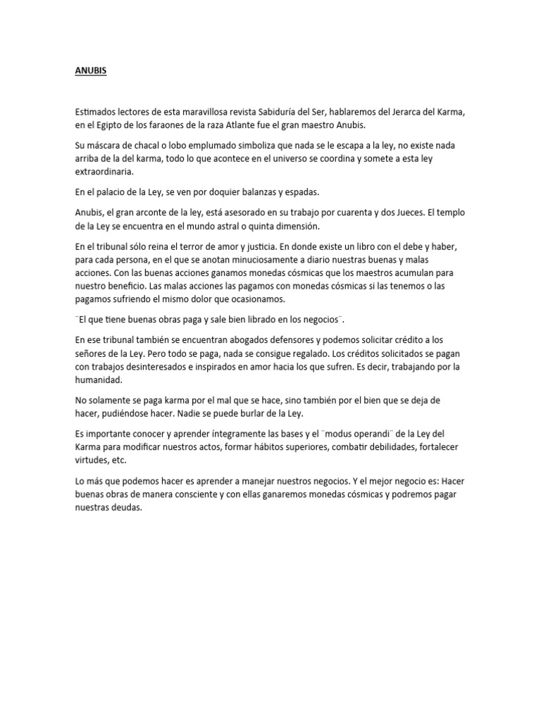 Anubis, El Arconte Del Karma | PDF | Karma | Runas