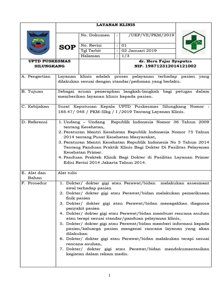 SOP layanan klinis | PDF
