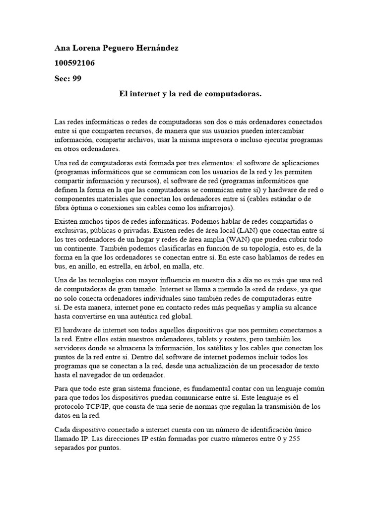 Ana Lorena Peguero Hernández | PDF | Red de computadoras | Internet