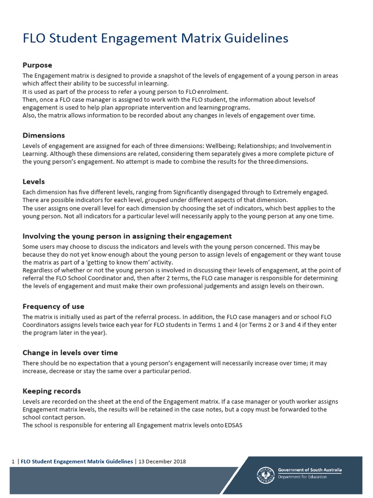 Student Engagement Matrix Guidelines | PDF | Empathy | Literacy