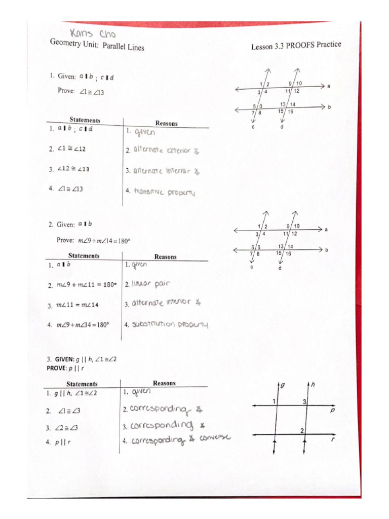 Geometry Unit Parallel Lines | PDF