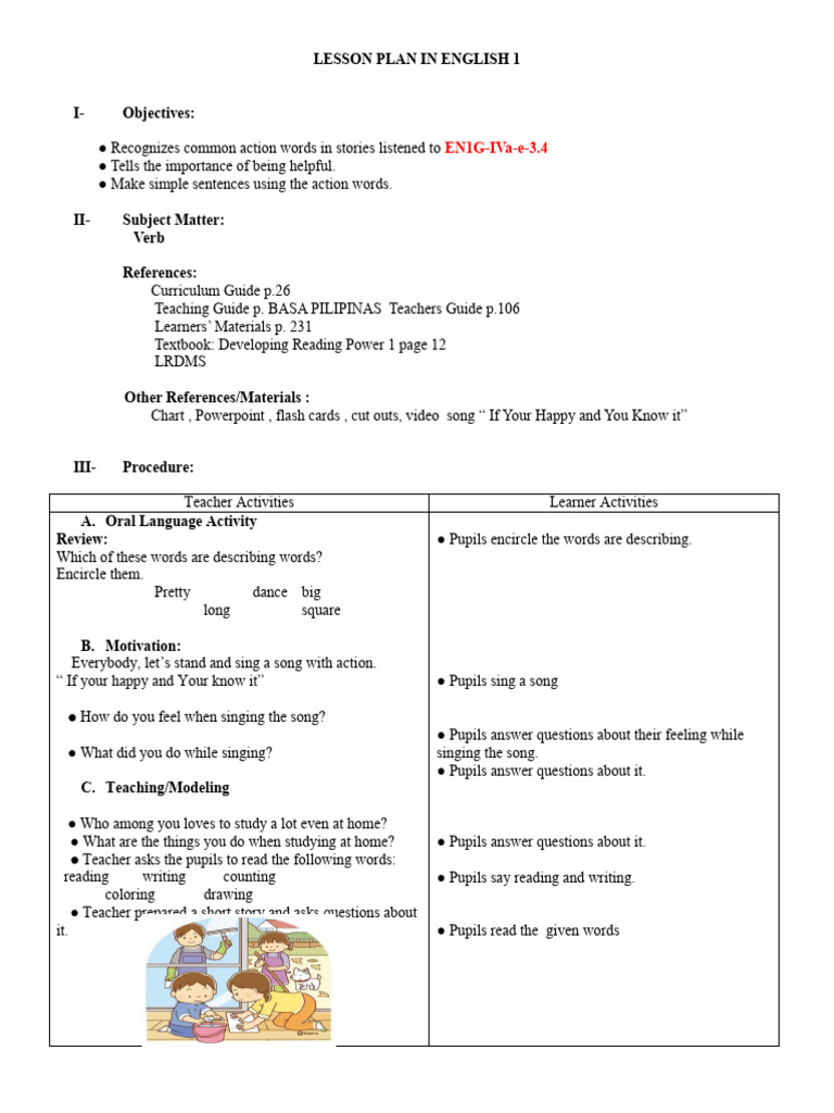 Detailed LESSON PLAN IN ENGLISH 1 | PDF | Lesson Plan | Teachers