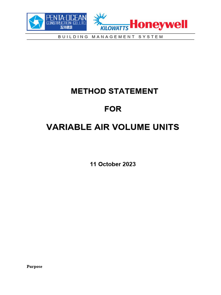 VAV Method of Statement | Download Free PDF | Thermostat | Electricity